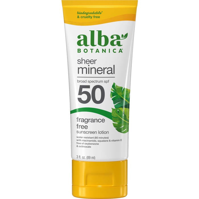 Alba Botanica - Sheer Mineral Sunscreen SPF 50, 5oz – Vegan Essentials
