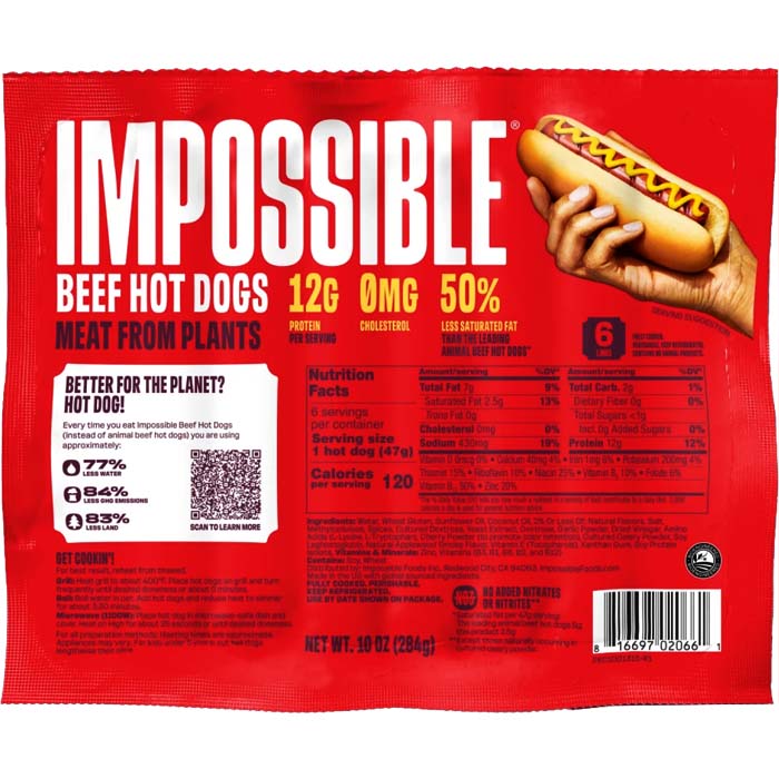Impossible Hot Dogs 10oz - Plant-Based, Delicious & Sustainable – Vegan ...